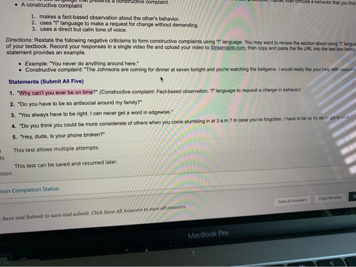 Solved restate the following negative criticism to form | Chegg.com