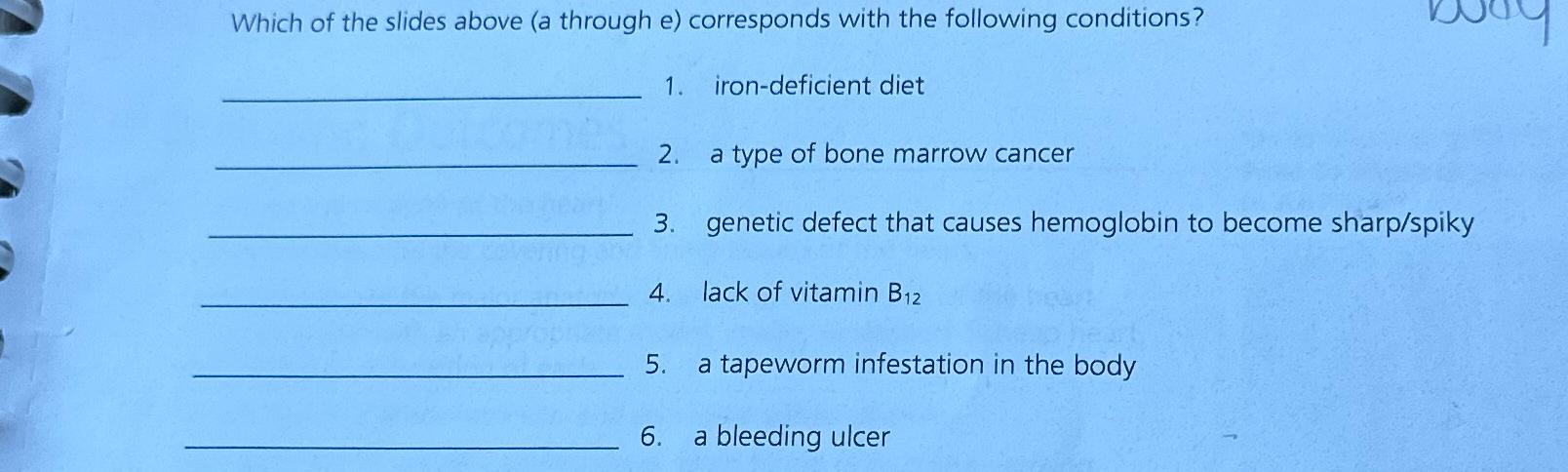 Solved Which of the slides above (a through e) ﻿corresponds | Chegg.com