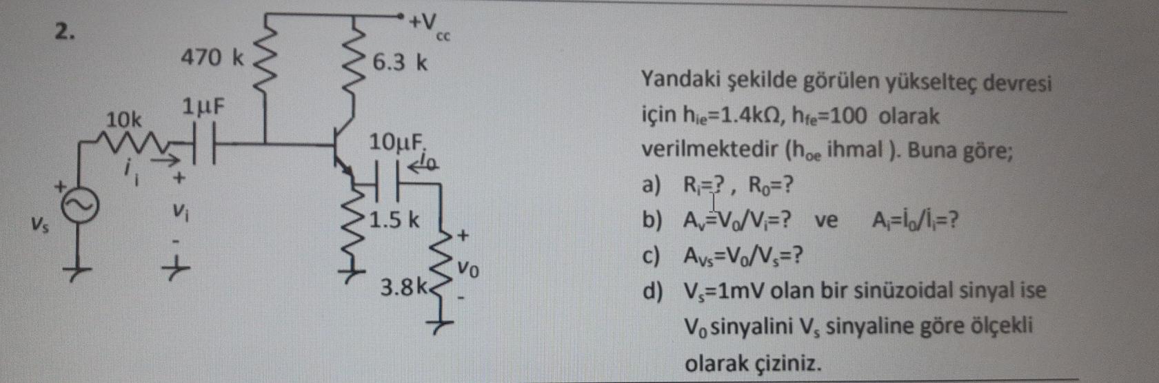 Solved hie=1.4k ohm, hfe=100 . (neglect hoe) a) Ri=? and | Chegg.com