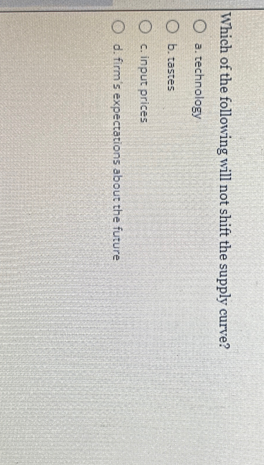 Solved Which of the following will not shift the supply | Chegg.com