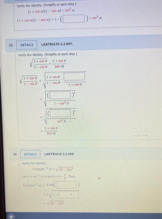 Solved Verify the identity. (Simplify at each step.) | Chegg.com