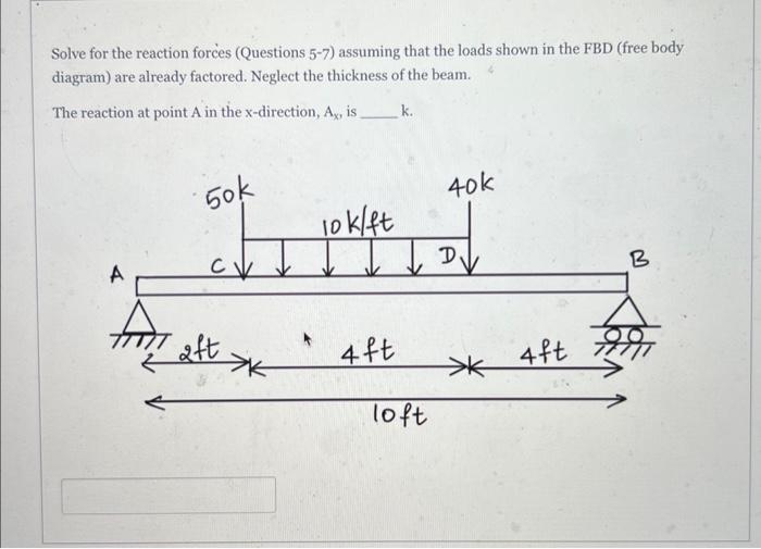 Solved Solve for the reaction forces (Questions 5-7) | Chegg.com