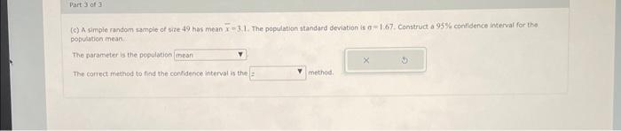 Solved (o) A simple randorn sample of saze 11 has mean | Chegg.com