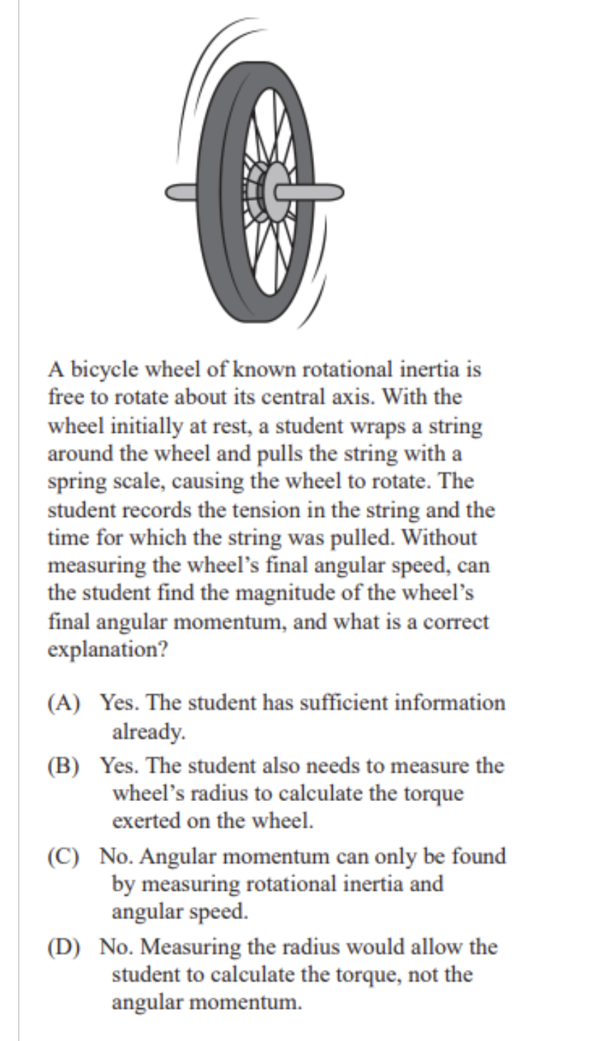 Solved A bicycle wheel of known rotational inertia isfree to | Chegg.com