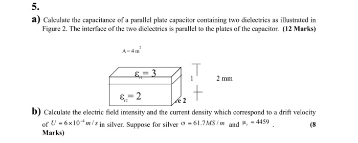 Solved a) Calculate the capacitance of a parallel plate | Chegg.com