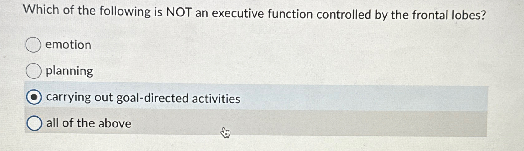 Solved Which of the following is NOT an executive function | Chegg.com