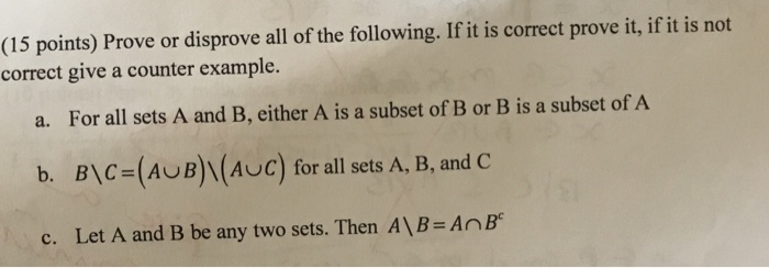 Solved (15 points) Prove or disprove all of the following. | Chegg.com