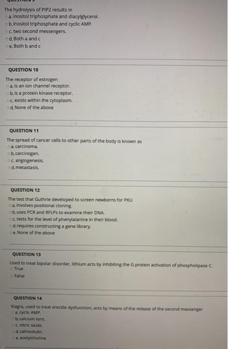 Solved The hydrolysis of PIP2 results in ca. Inositol | Chegg.com