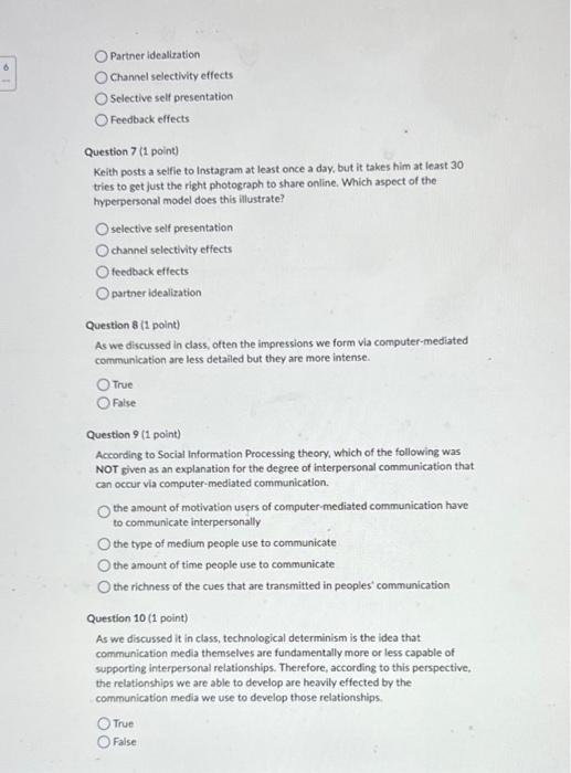 Solved Partner idealization Channel selectivity effects | Chegg.com