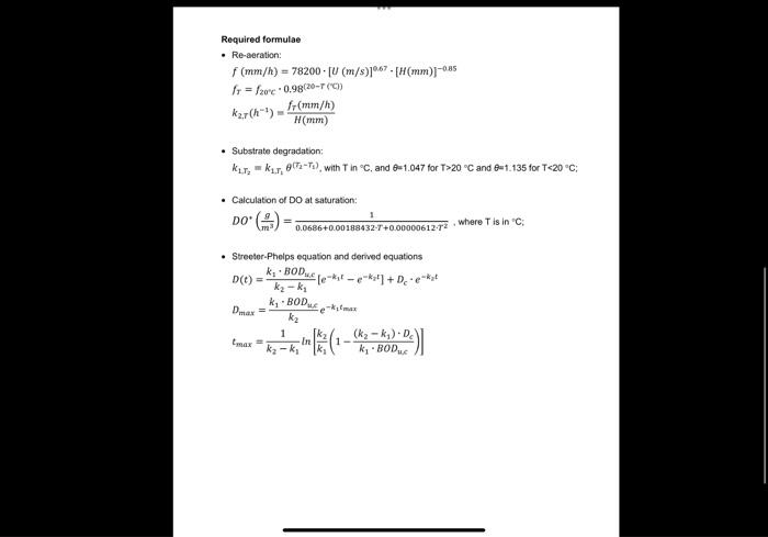 Solved 1. [Oxygen depietion, Streeter-Phelps equation]. A | Chegg.com