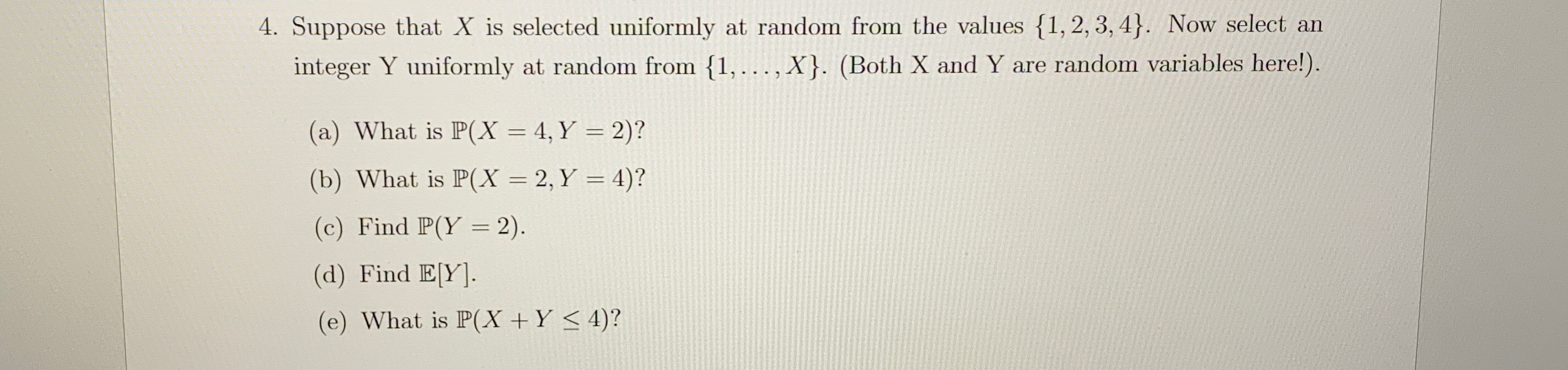 Solved Suppose that x ﻿is selected uniformly at random from | Chegg.com