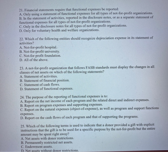 Solved 21. Financial statements require that functional | Chegg.com