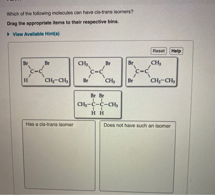 Solved Which of the following molecules can have cis-trans | Chegg.com