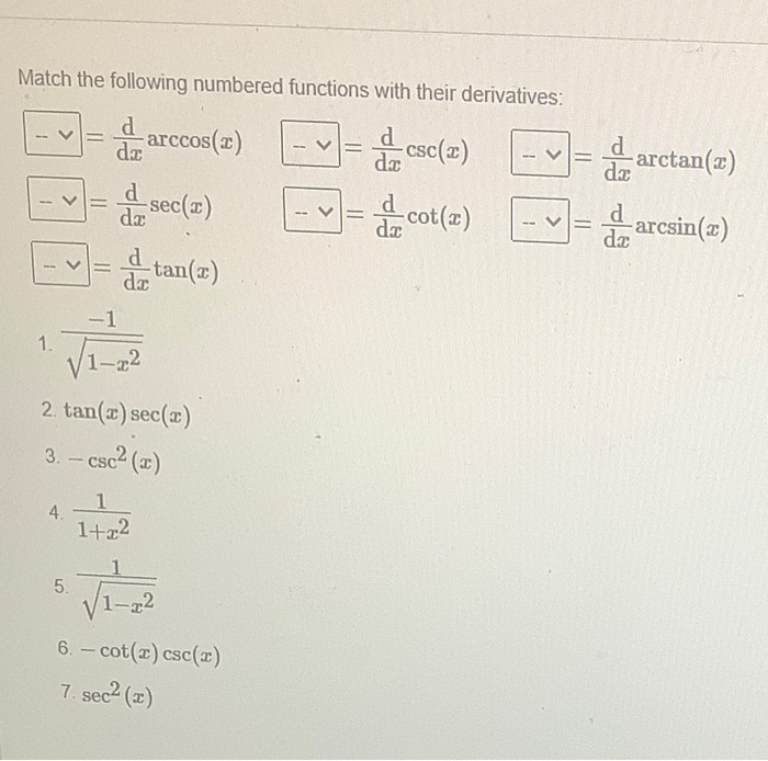 Solved Match the following numbered functions with their | Chegg.com