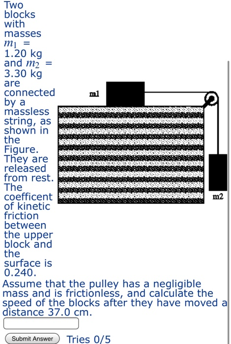 Solved Two blocks with masses mi = 1.20 kg and m2 = 3.30 kg | Chegg.com