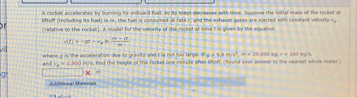 Solved A rocket accelerates by burning its onboard fuel, so | Chegg.com