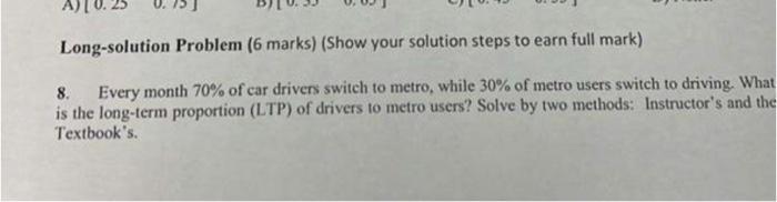 Solved Long-solution Problem (6 marks) (Show your solution | Chegg.com