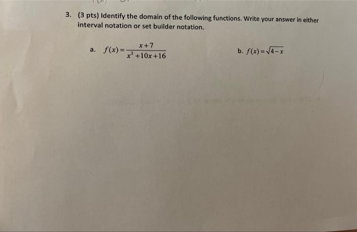 Solved 3. (3 pts) Identify the domain of the following | Chegg.com Solved 3. (3 pts) Identify the domain of the following | Chegg.com