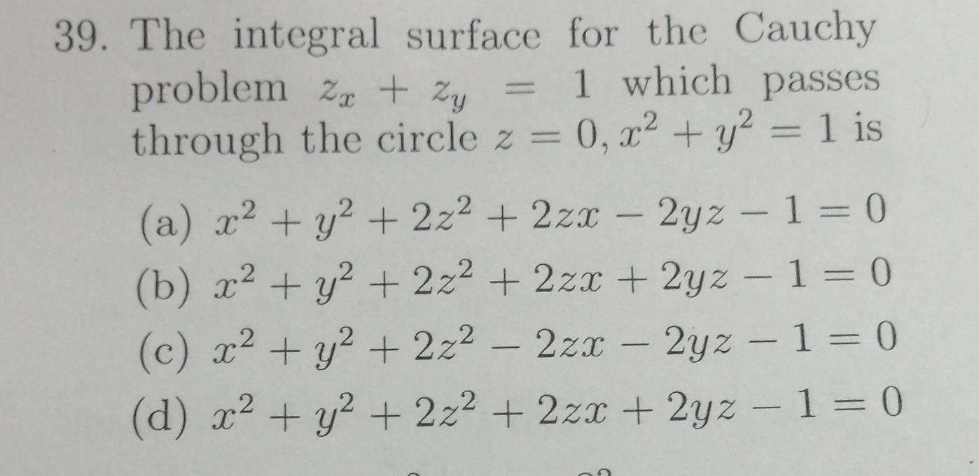 39. The integral surface for the Cauchy problem | Chegg.com