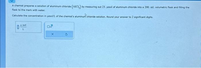 Solved A chemist prepares a solution of aluminum chloride | Chegg.com