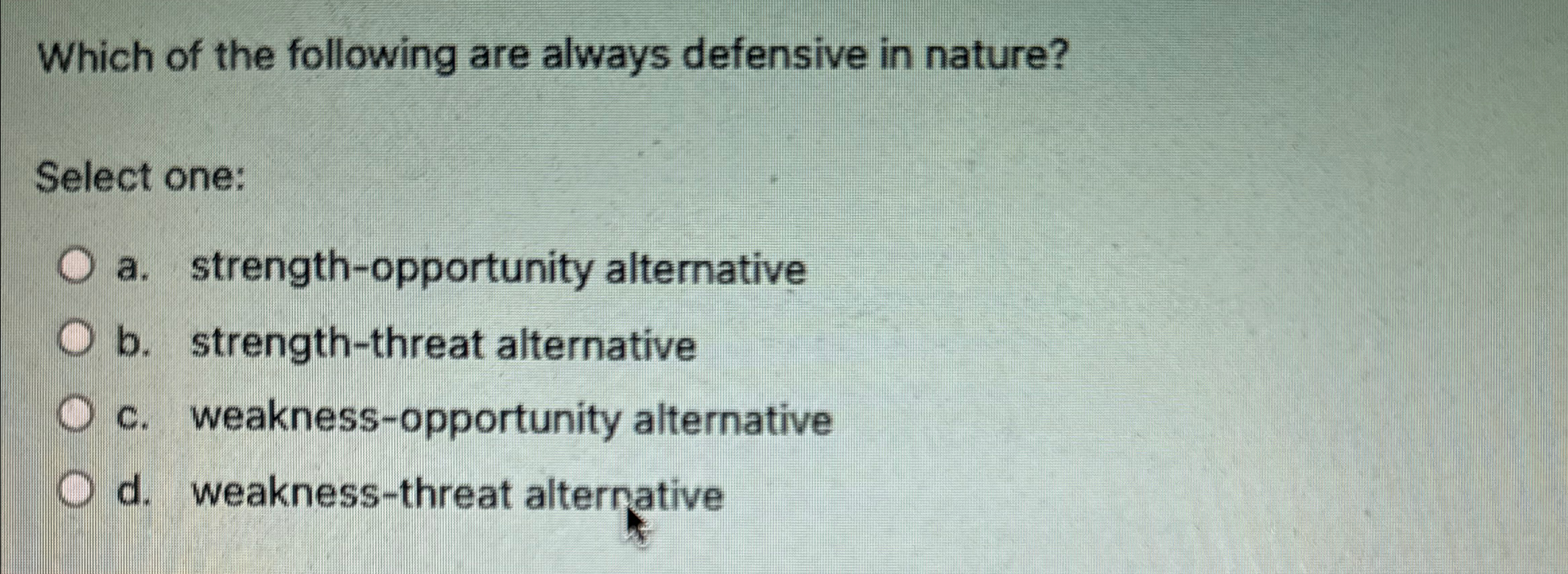 Solved Which of the following are always defensive in | Chegg.com