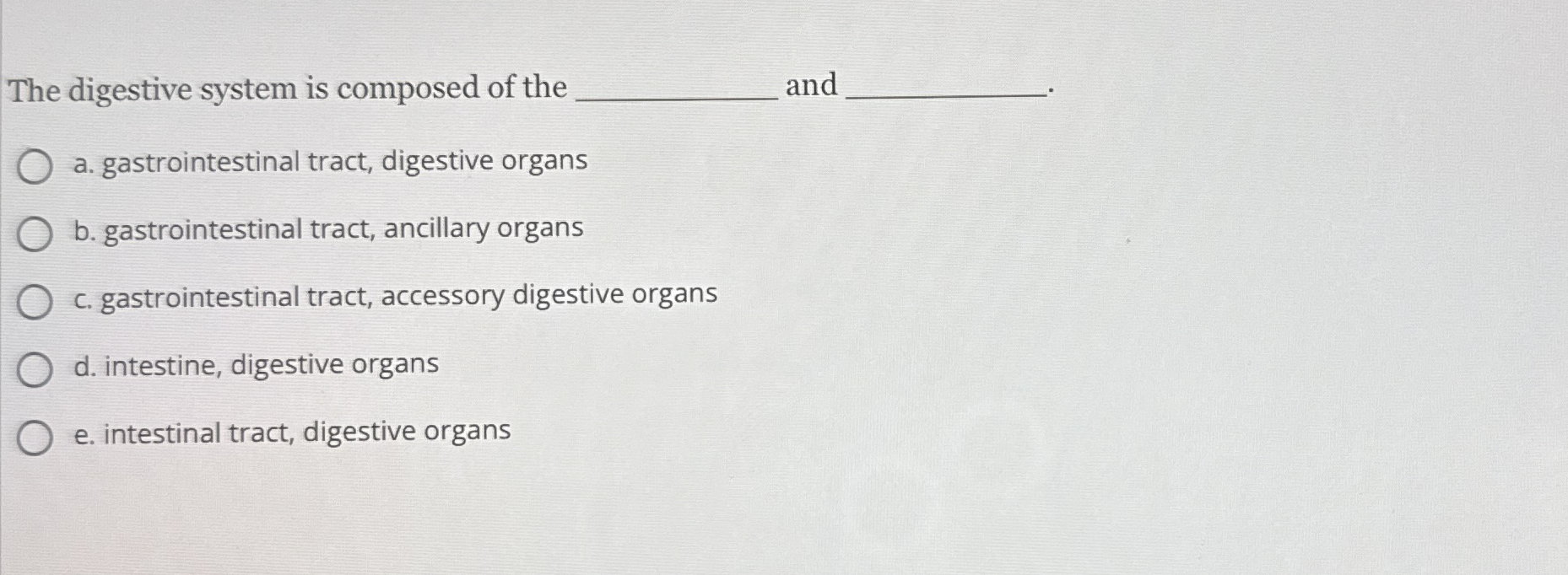 Solved The digestive system is composed of the ﻿anda. | Chegg.com
