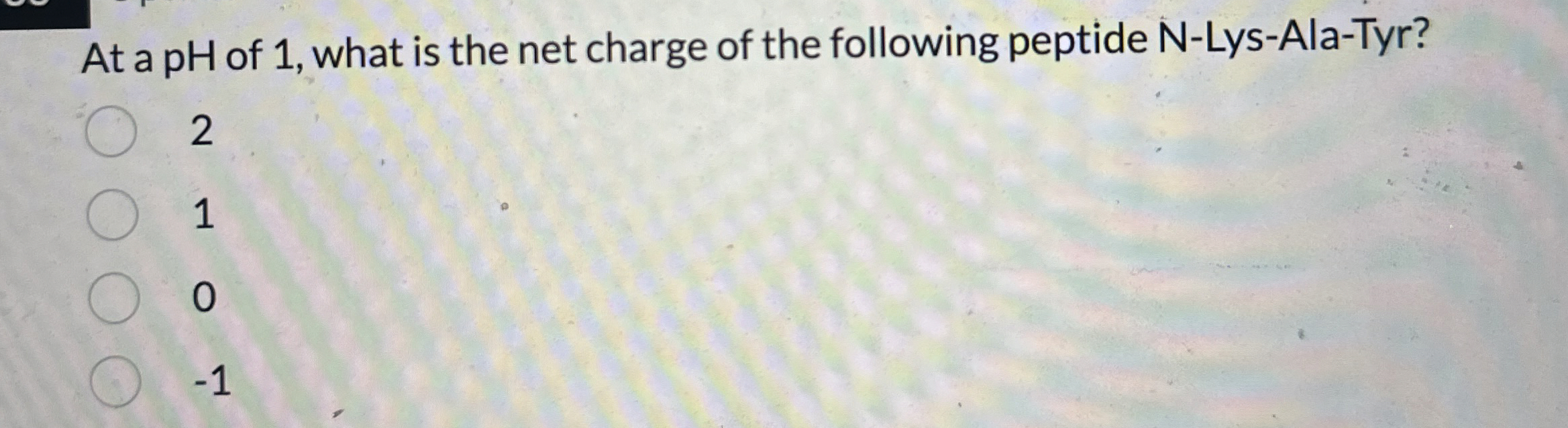 Solved At a pH of 1, ﻿what is the net charge of the | Chegg.com