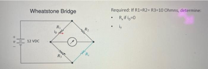 Solved Wheatstone Bridge Required: If R1=R2=R3=10 Ohmns, | Chegg.com