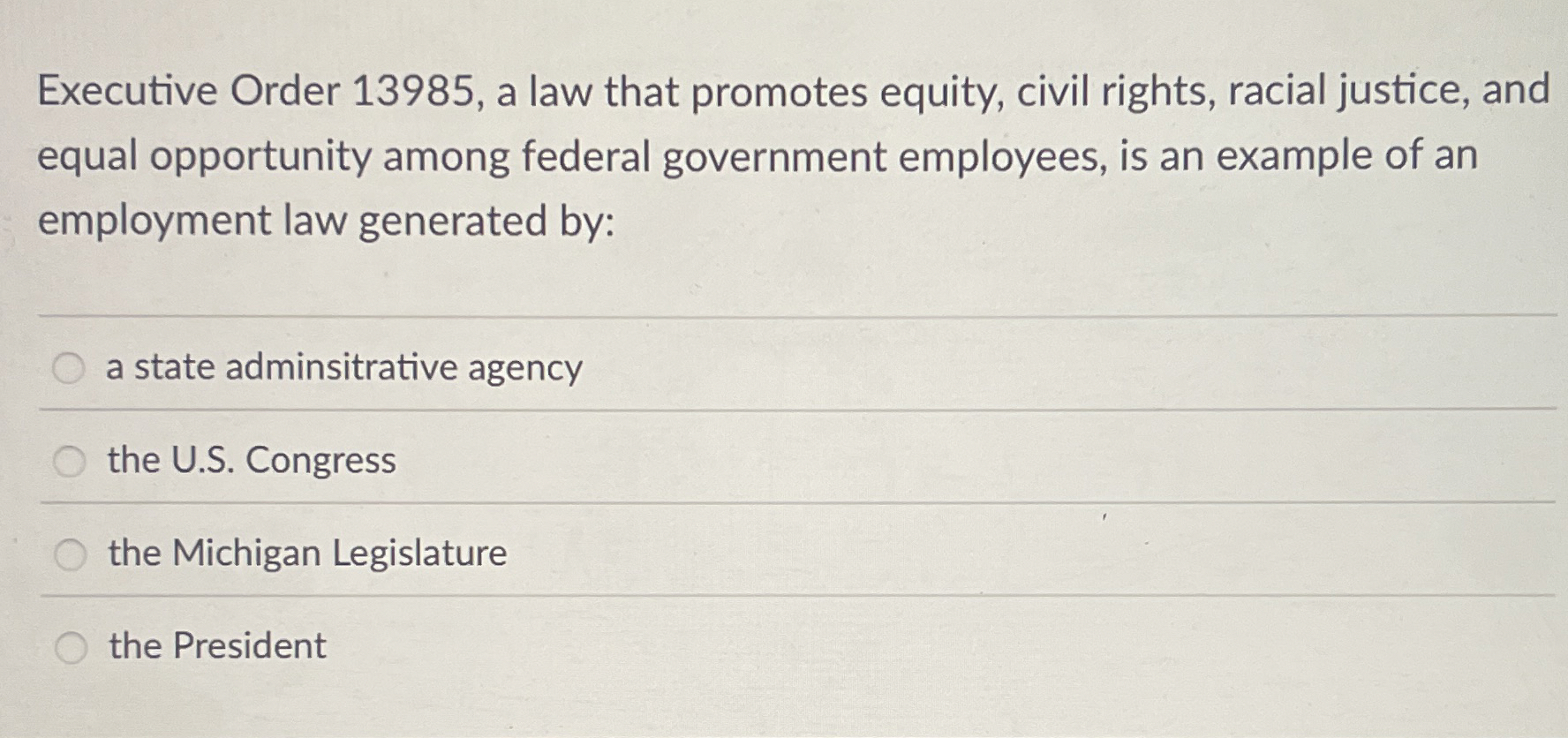 Solved Executive Order 13985, ﻿a law that promotes equity, | Chegg.com