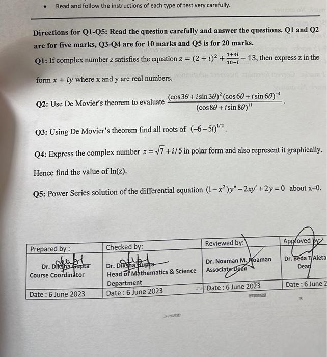 Solved Directions for Q1-Q5: Read the question carefully and | Chegg.com