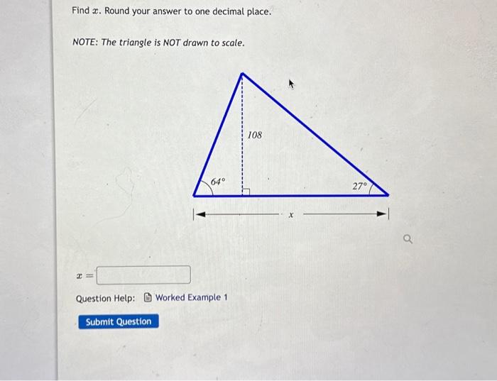 Solved Find x. Round your answer to one decimal place. NOTE: | Chegg.com