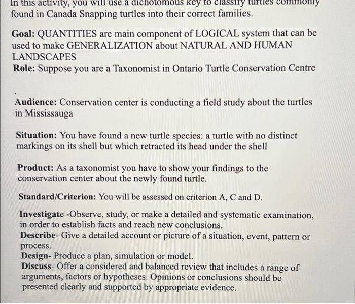Solved TEST 12 Dichotomous Key to Turtle Selected Families | Chegg.com