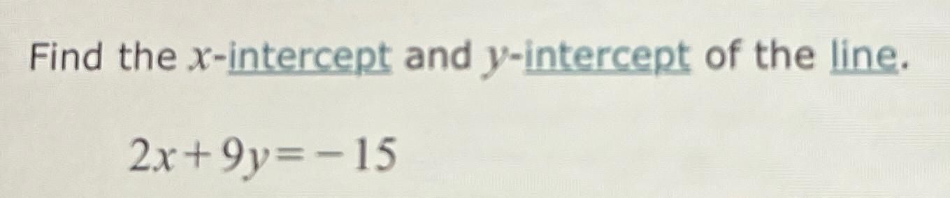 Solved Find the x-intercept and y-intercept of the | Chegg.com