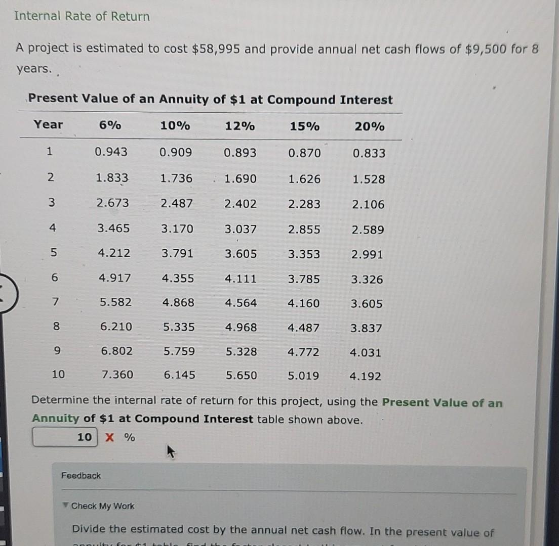 Solved Internal Rate of Return A project is estimated to | Chegg.com