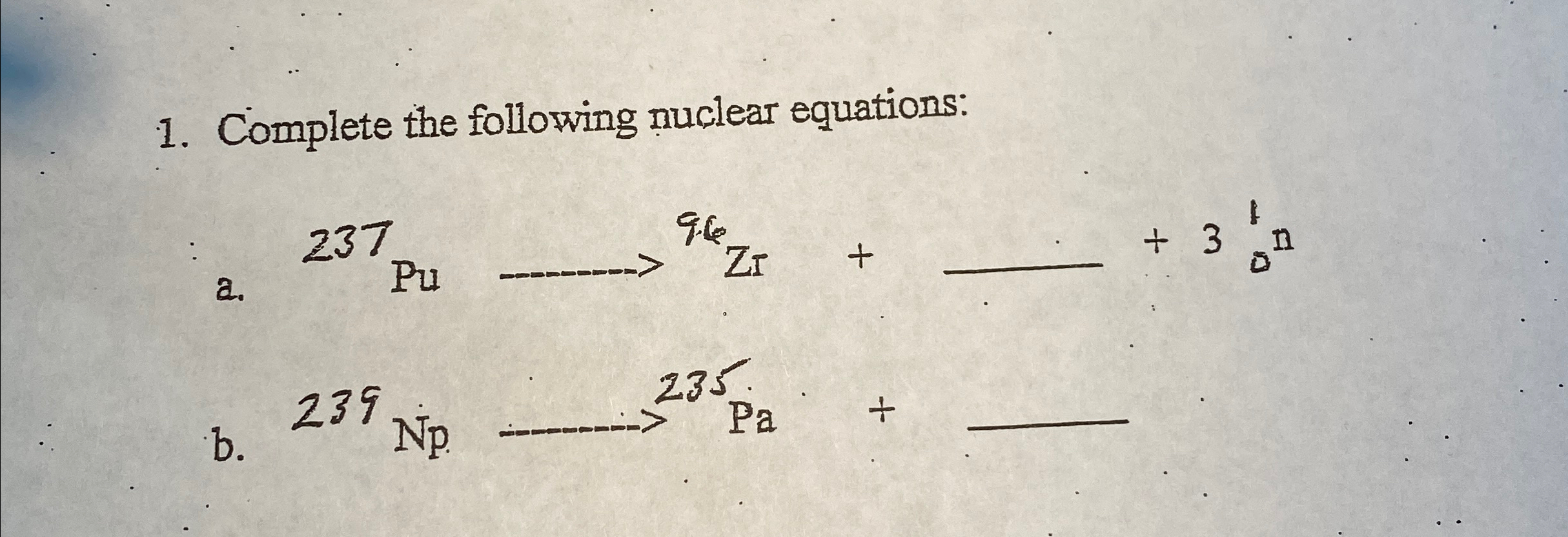 Solved Complete the following nuclear | Chegg.com