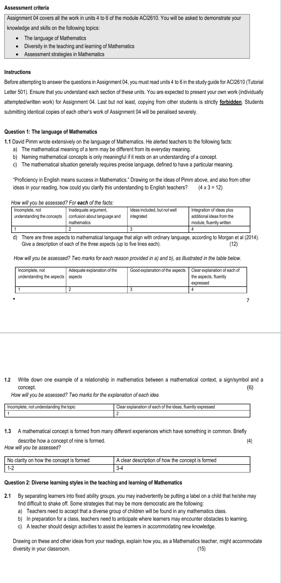 Solved Assessment criteriaAssignment 04 ﻿covers all the work | Chegg.com