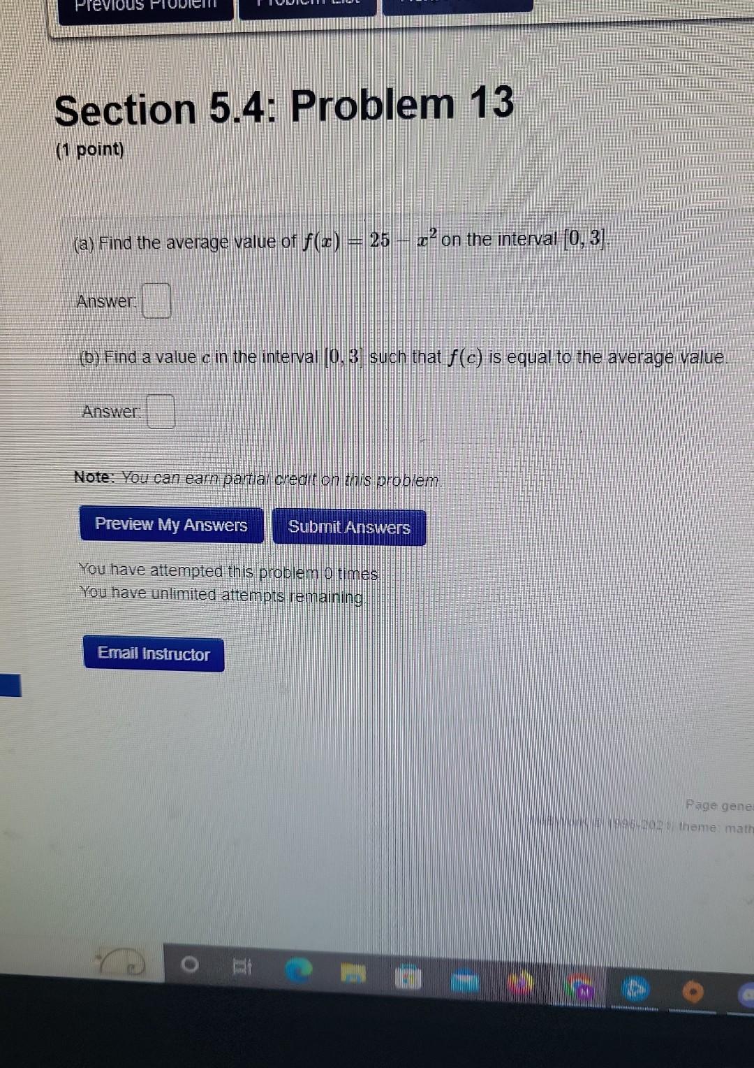 Solved (a) Find the average value of f(x)=25−x2 on the | Chegg.com