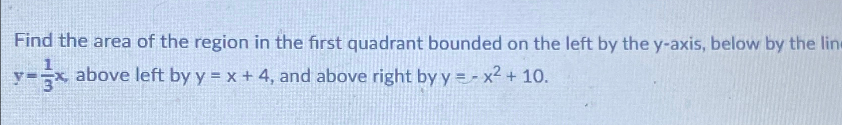 Solved Find the area of the region in the first quadrant | Chegg.com