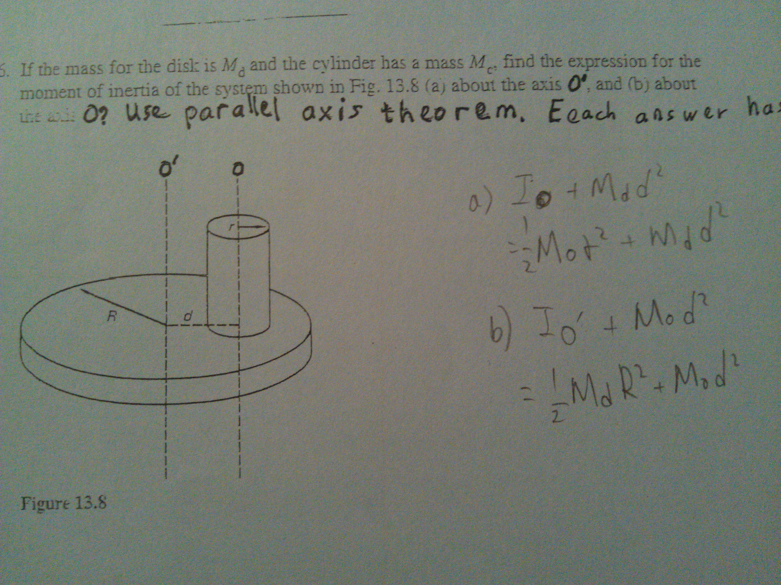 Solved If the mass for the disk is M_d and the cylinder has | Chegg.com