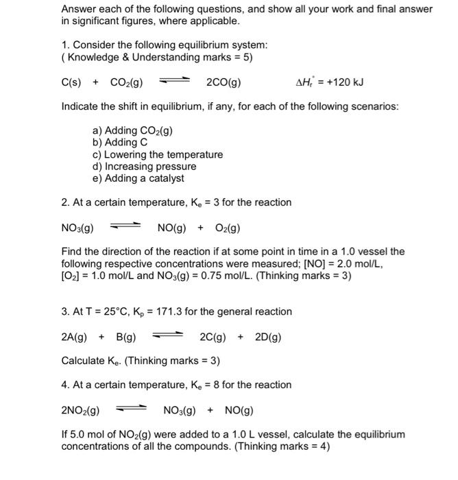Solved Answer each of the following questions, and show all | Chegg.com
