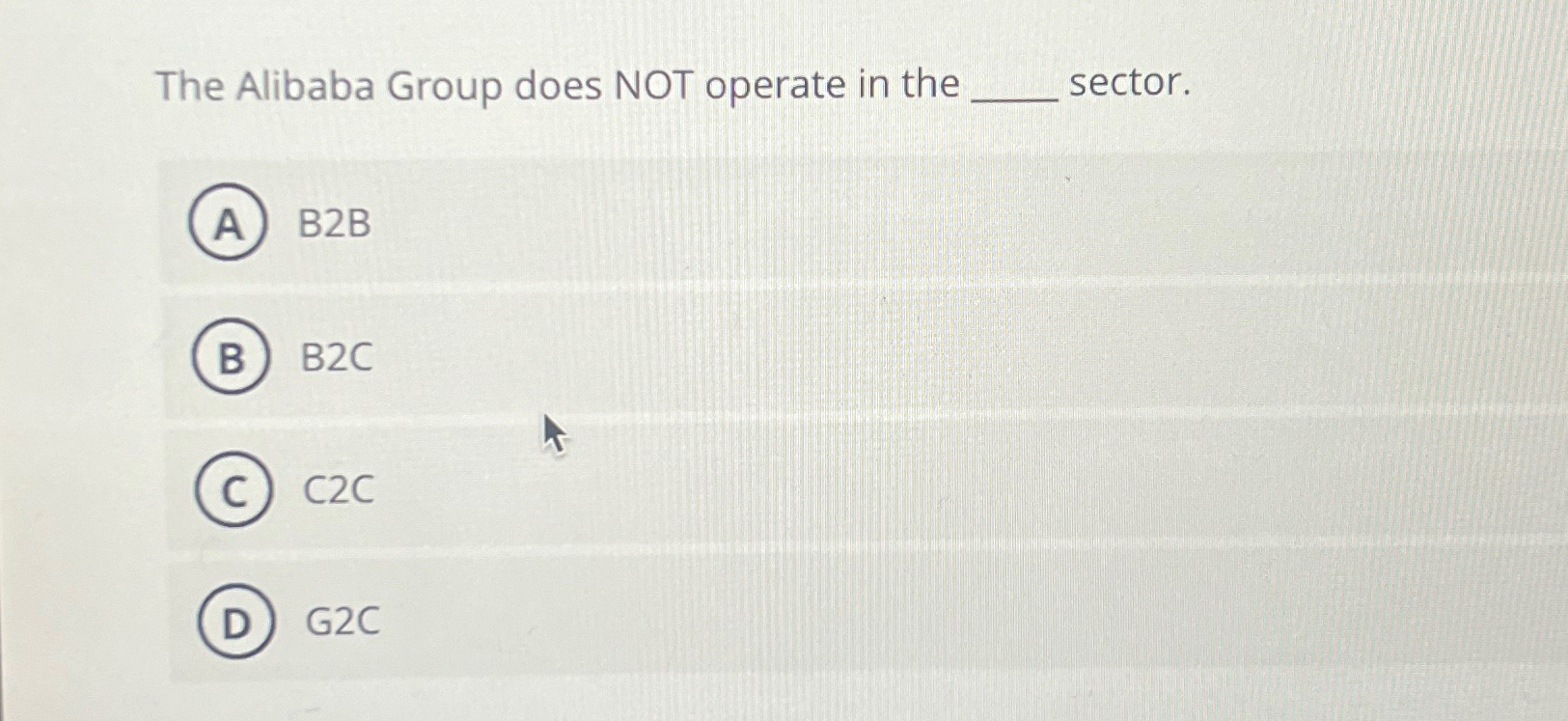 Solved The Alibaba Group does NOT operate in the | Chegg.com