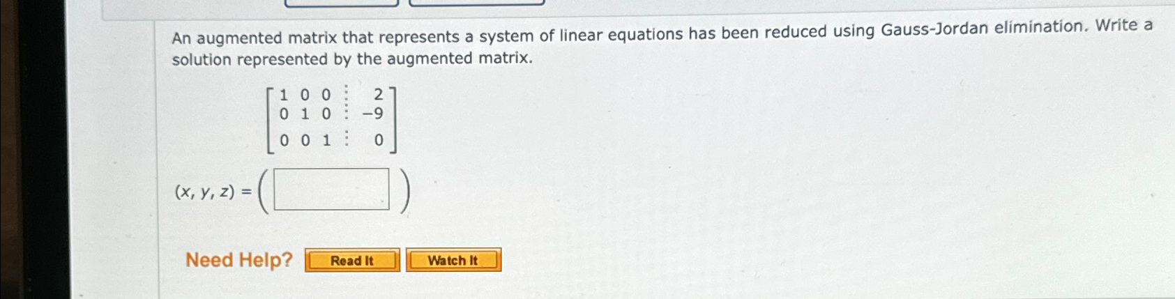 Solved An augmented matrix that represents a system of | Chegg.com