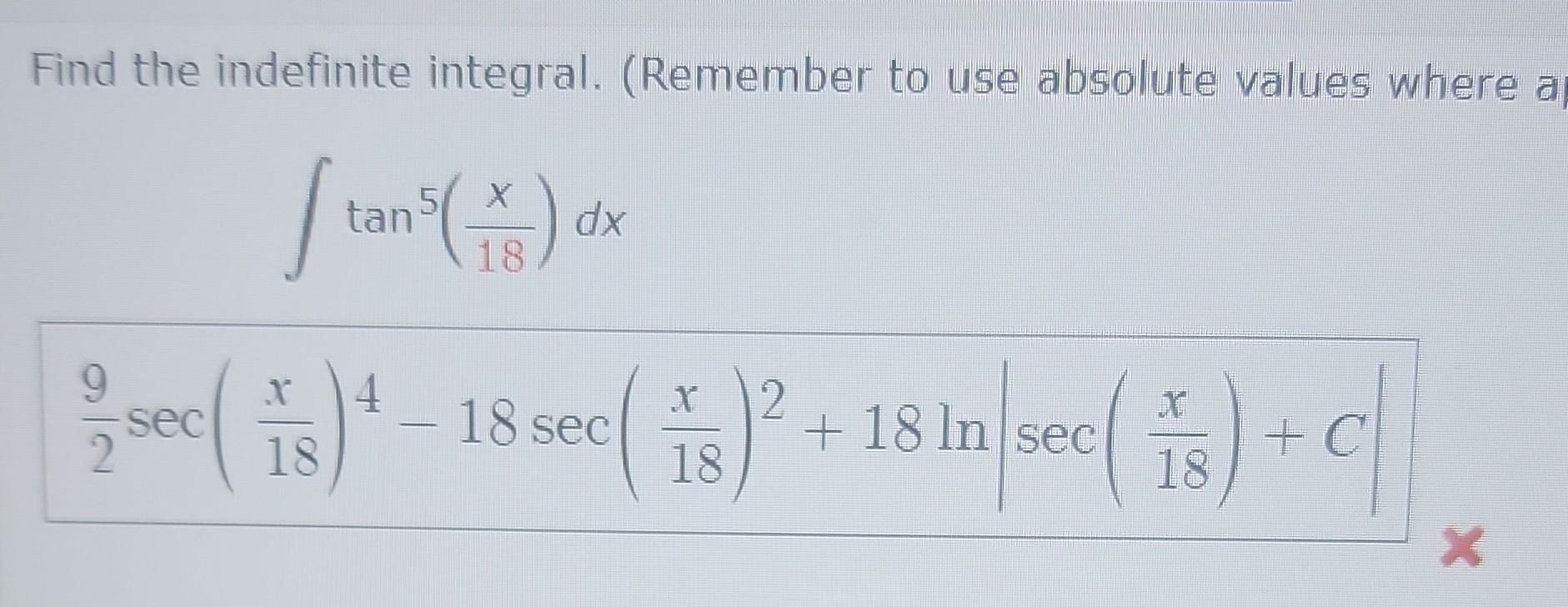 Solved Find the indefinite integral. (Remember to use | Chegg.com