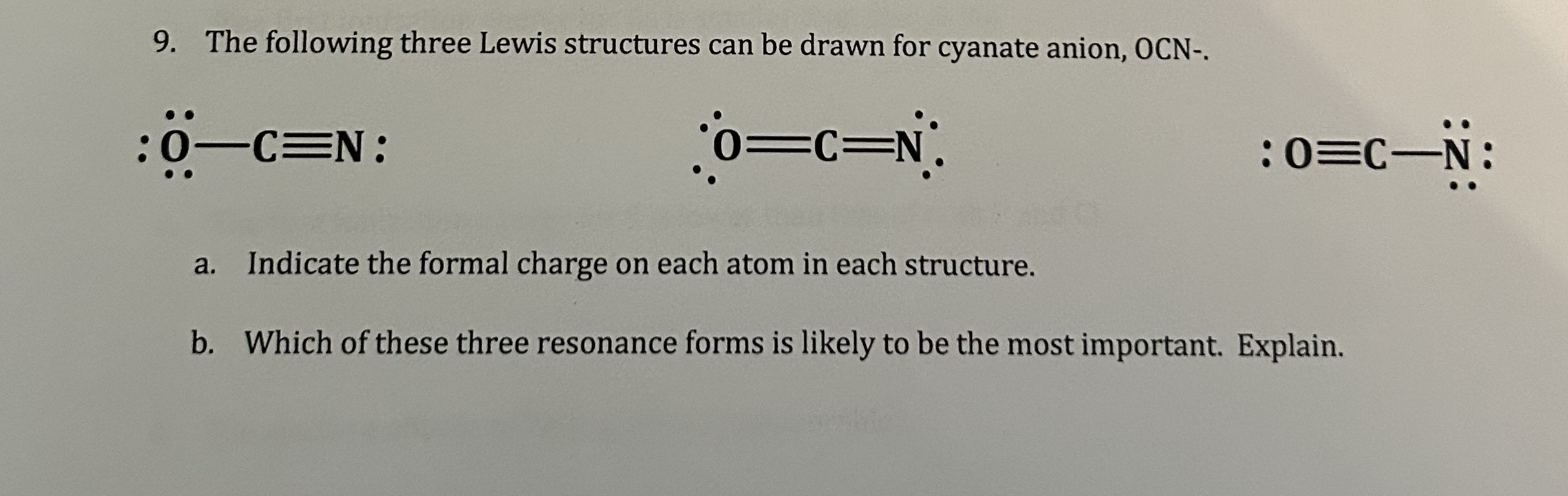 Solved The following three Lewis structures can be drawn for | Chegg.com
