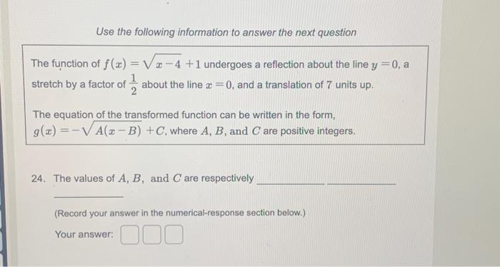 Solved 26. If the graph of f(x)=(x−7)2+6 is transformed into | Chegg.com