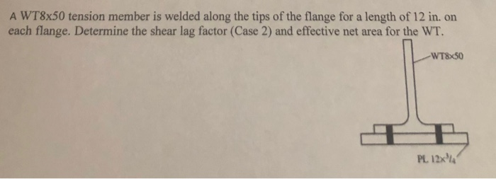 Solved A WT8X50 tension member is welded along the tips of | Chegg.com