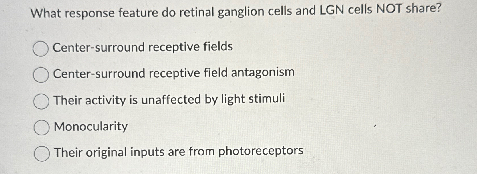 Solved What response feature do retinal ganglion cells and | Chegg.com