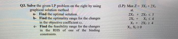 Solved Q3. Solve the given LP problem on the right by using | Chegg.com