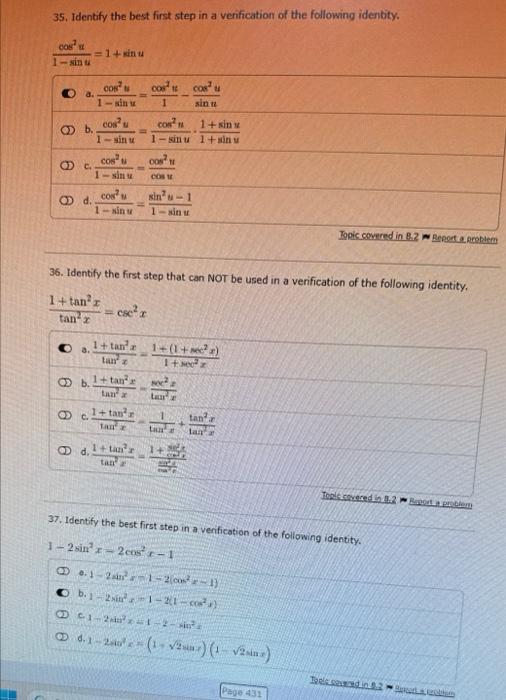 Solved 35. Identify the best first step in a verification of | Chegg.com