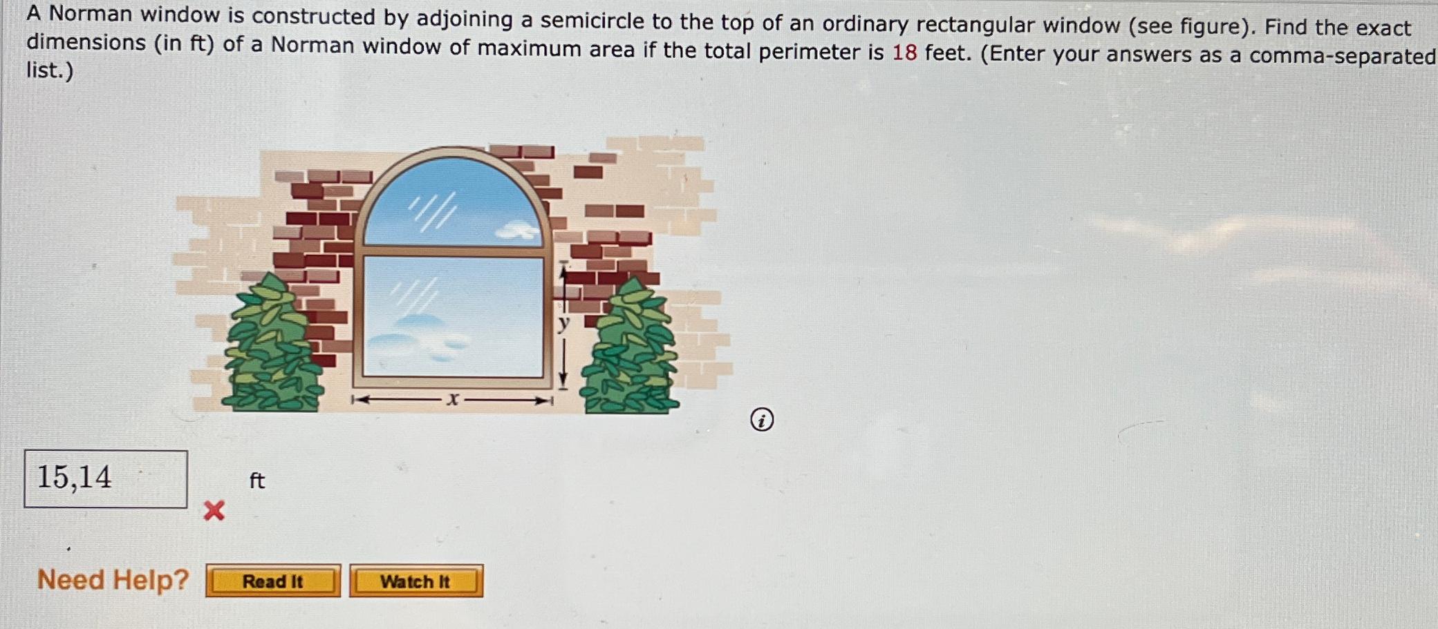 Solved A Norman window is constructed by adjoining a | Chegg.com
